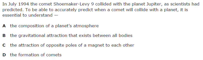 Science Released STAAR Questions: 6.11B