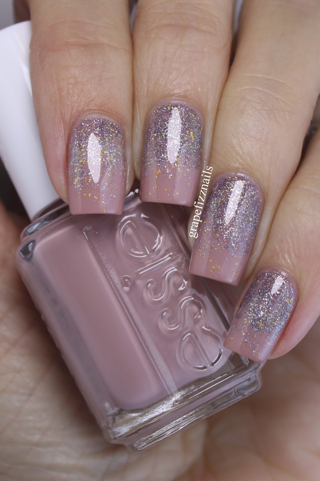 Grape Fizz Nails: Holiday Holo Glitter Gradient
