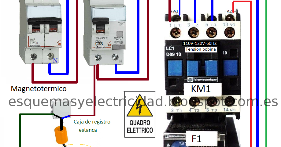 Esquemas eléctricos: Motor bomba contactor rele termico y boya de nivel