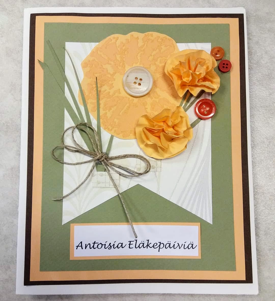 Paperivuoka: Oranssi & vihreä Eläkkeelle kortti