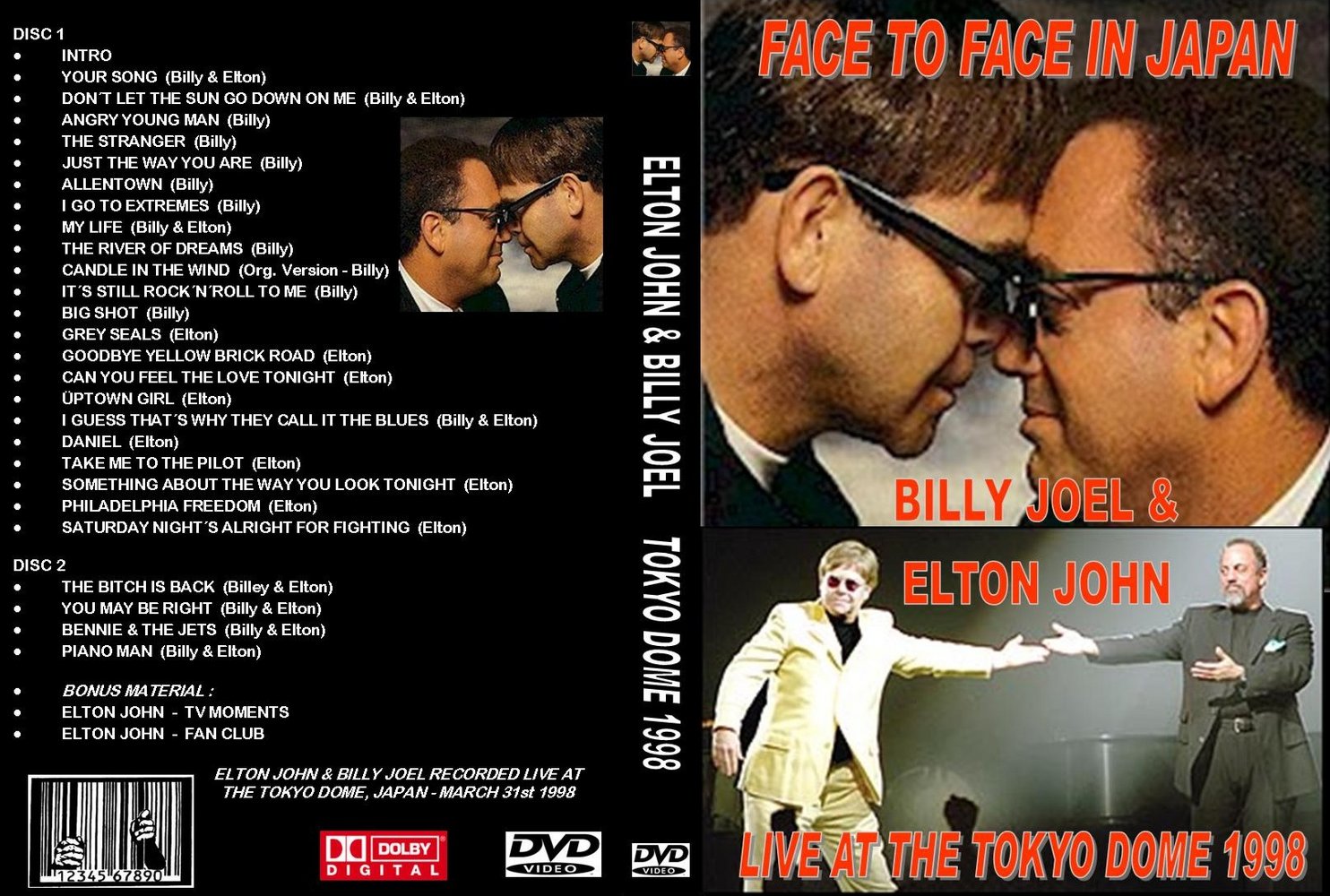 DVDMANIA: ELTON JOHN & BILLY JOEL / FACE TO FACE IN JAPAN TOKYO DOME 1998