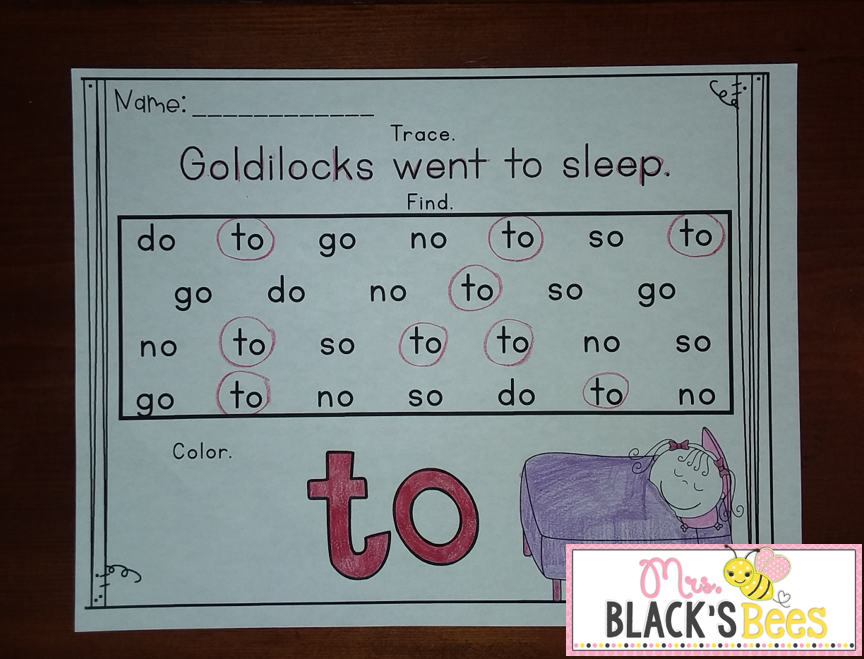 Goldilocks and the Three Bears Updates | Mrs. Black's Bees