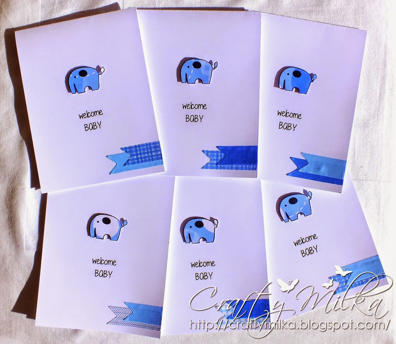 Crafty Milka: Welcome Baby Blue Card Set (Crafty Creations Challenges #290)