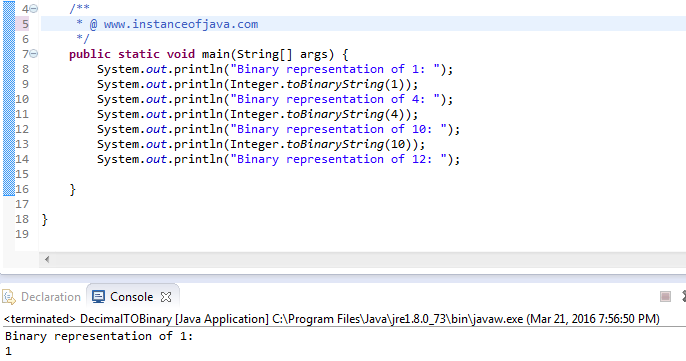 Java Example Program Convert Decimal To Binary InstanceOfJava
