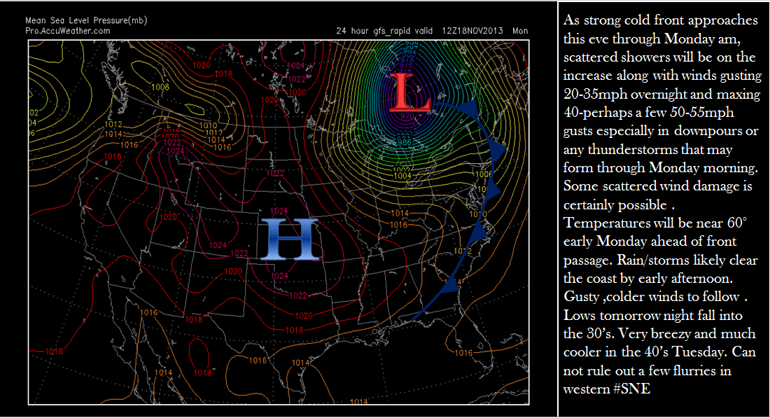 Southern New England Weather: Strong Cold Front Approaching...It's effects.