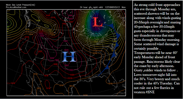 Southern New England Weather: Strong Cold Front Approaching...It's effects.
