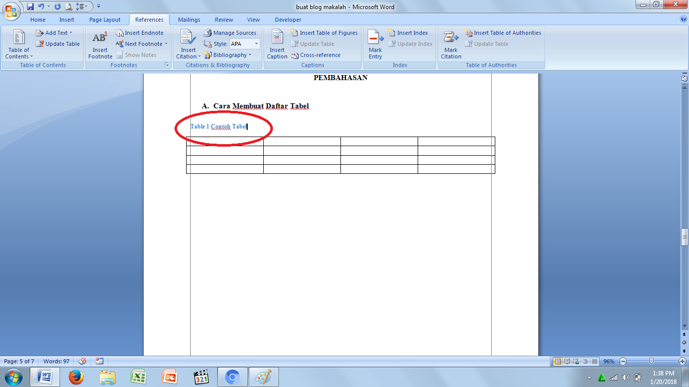 Cara Membuat Daftar Tabel pada Microsoft Word