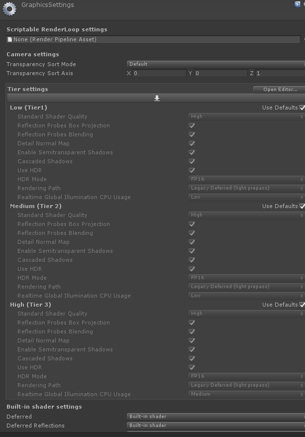 Access Rendering path settings in Unity3d