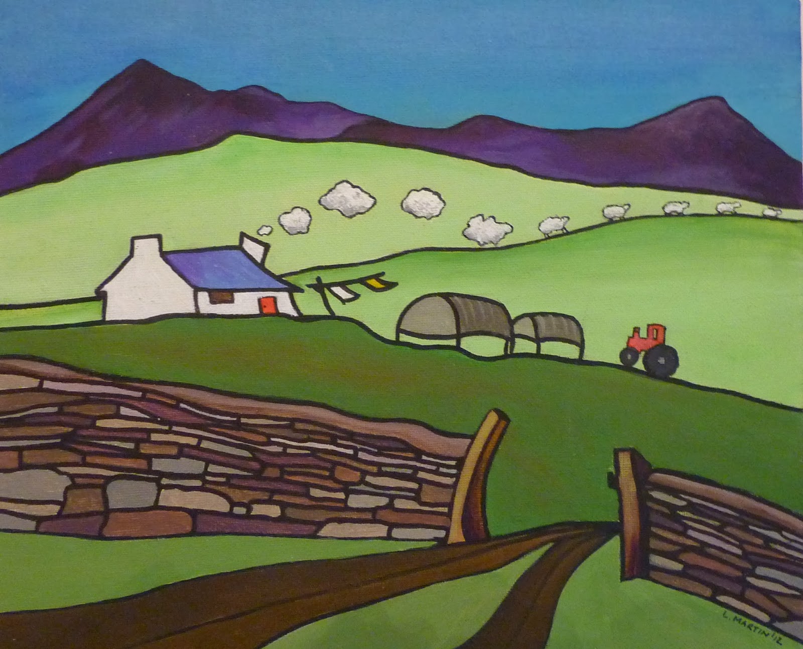 Leigh Martin Gallery: Welsh Farm - 'Naive' Style