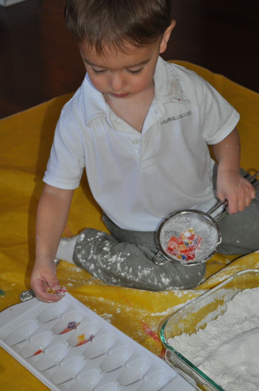 R + R Creations: Fun with Toddlers-Flour Senory Bin Activity