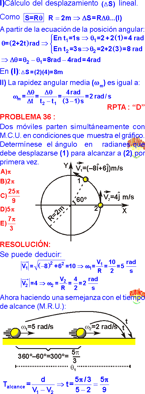 MOVIMIENTO CIRCULAR UNIFORME DE SECUNDARIA EJERCICIOS RESUELTOS MCU