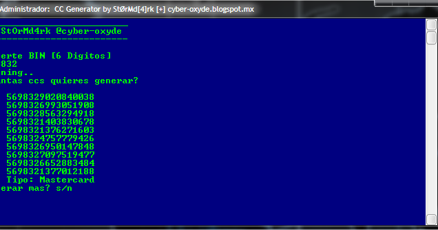 StOr M d ∆ rk: Creditcard Generator [c++]