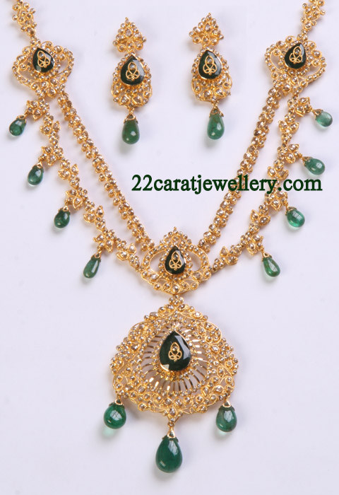 Multi Layers Uncut Diamond Long Chain Gallery - Jewellery Designs