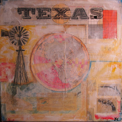 Lone Star #2 - Texas Collage Painting