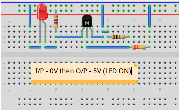 NOT GATE (INVERTER LOGIC) using transistors