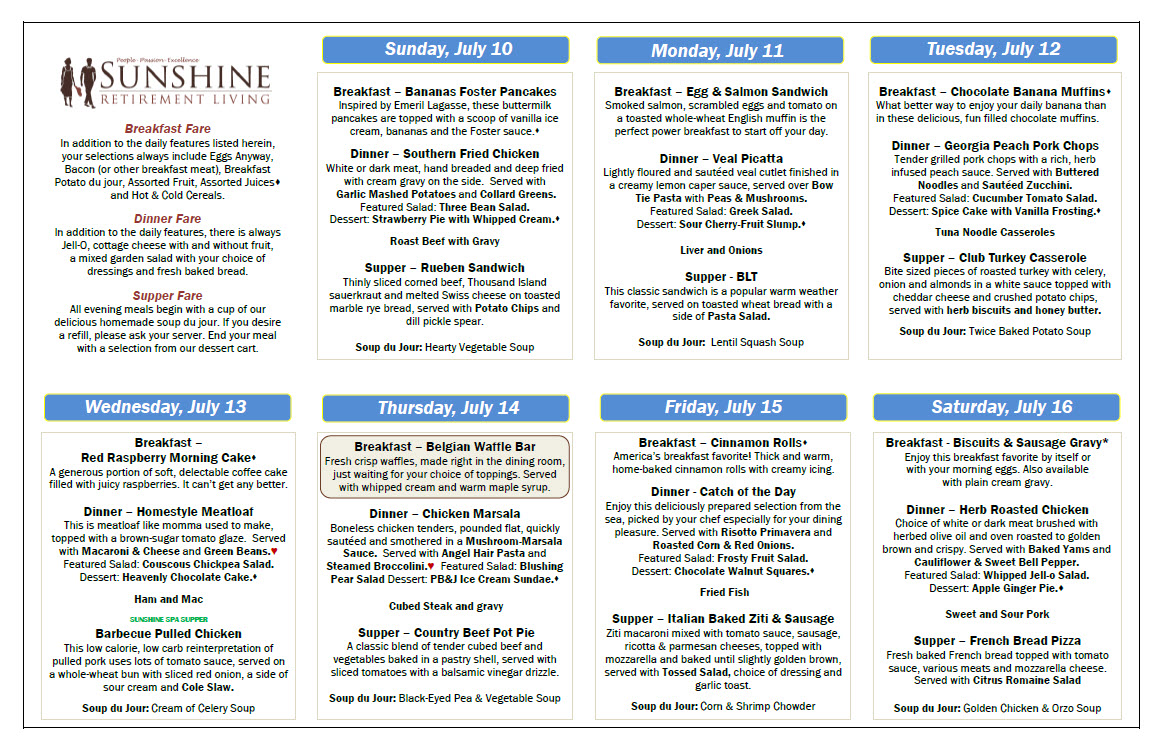 Dunwoody Pines Retirement Living: MEAL SERVICE