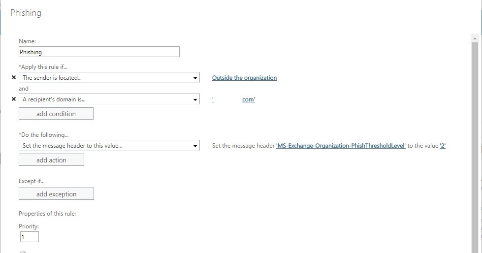 TaskRepository: O365 EOP Phishing Rule
