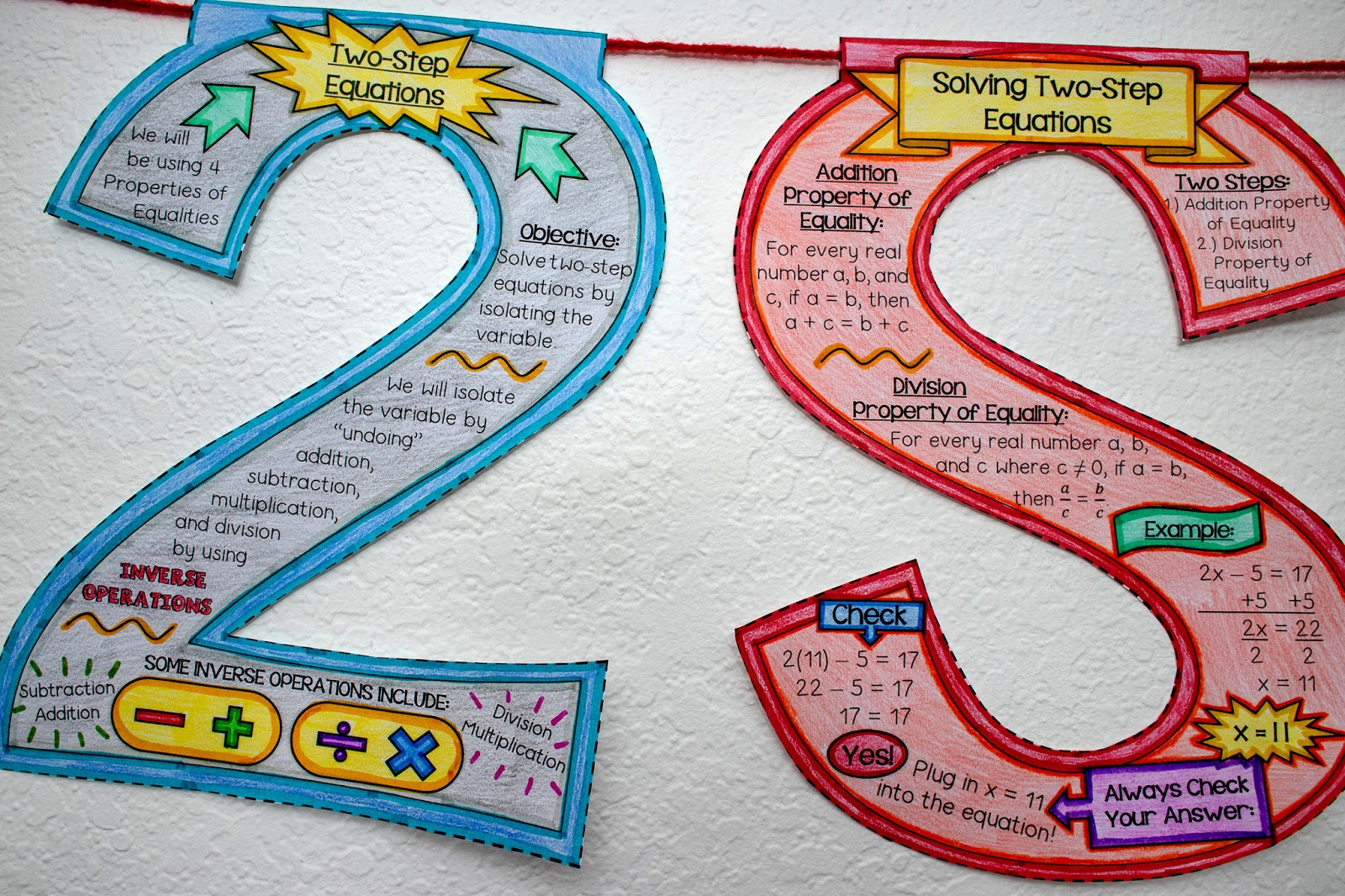 Math in Demand: One Step Equations Wall Sign, Two-Step Equations Math ...
