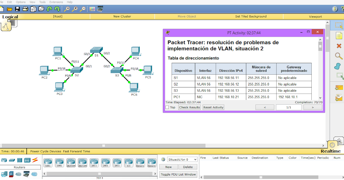 CONMUTACIÓN Y ENRUTAMIENTO DE DATOS: ACTIVIDAD 7A. Packet Tracer: Resolución de problemas de ...