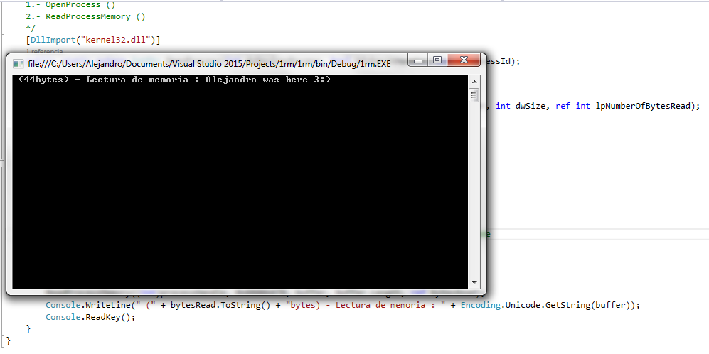 Obteniendo strings de procesos en memoria con ReadProcessMemory().