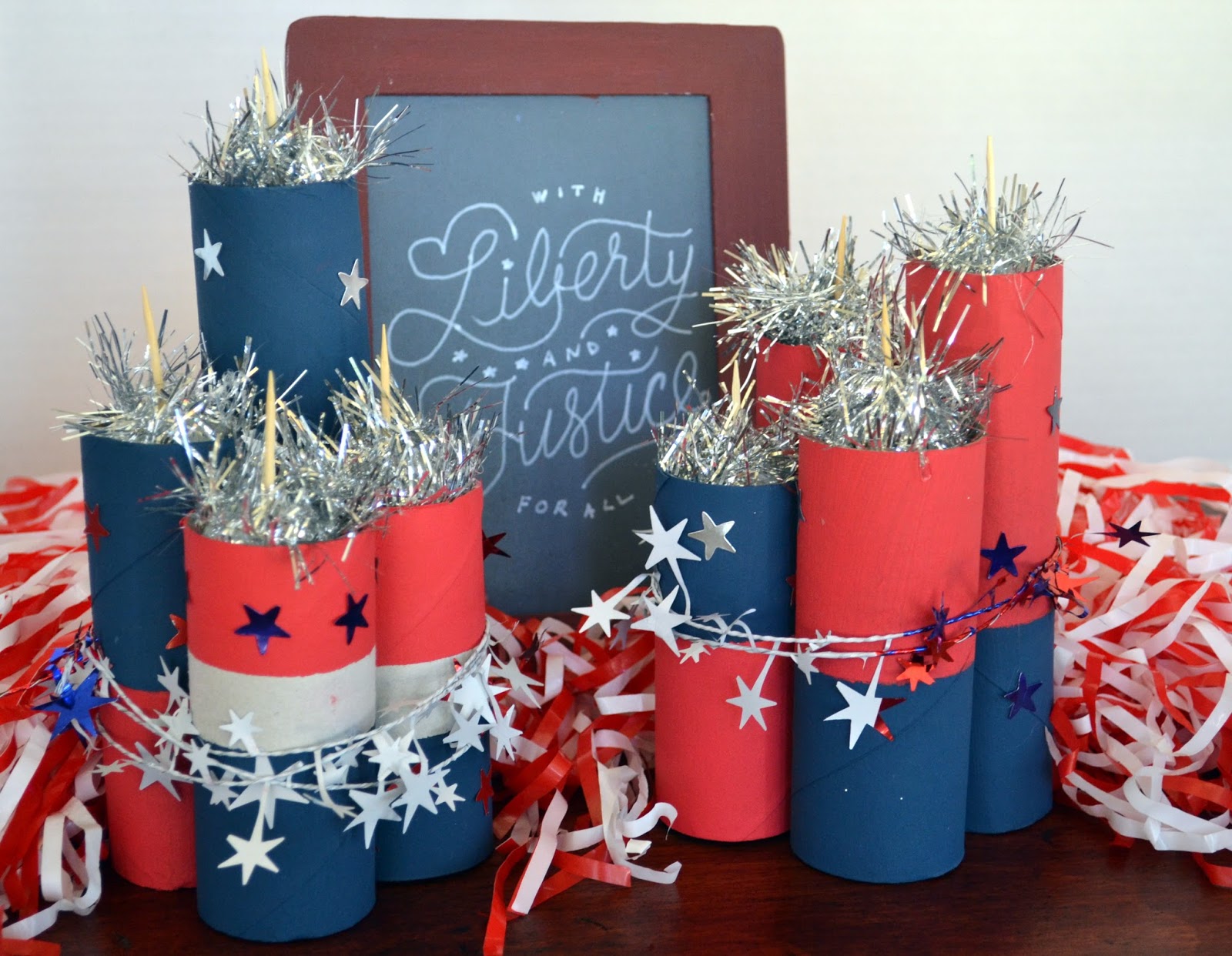 Easy to make Fourth of July firework decorations