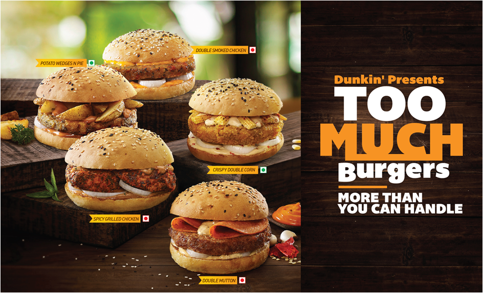 Dunkin Donuts Launches Too Much Burgers Range
