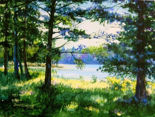 Michigan Paintings Original Art Diane Tasselmyer: Painting Lake Pines ...