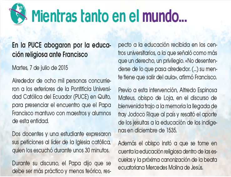 Mi primer artículo: MIENTRAS TANTO EN EL MUNDO...