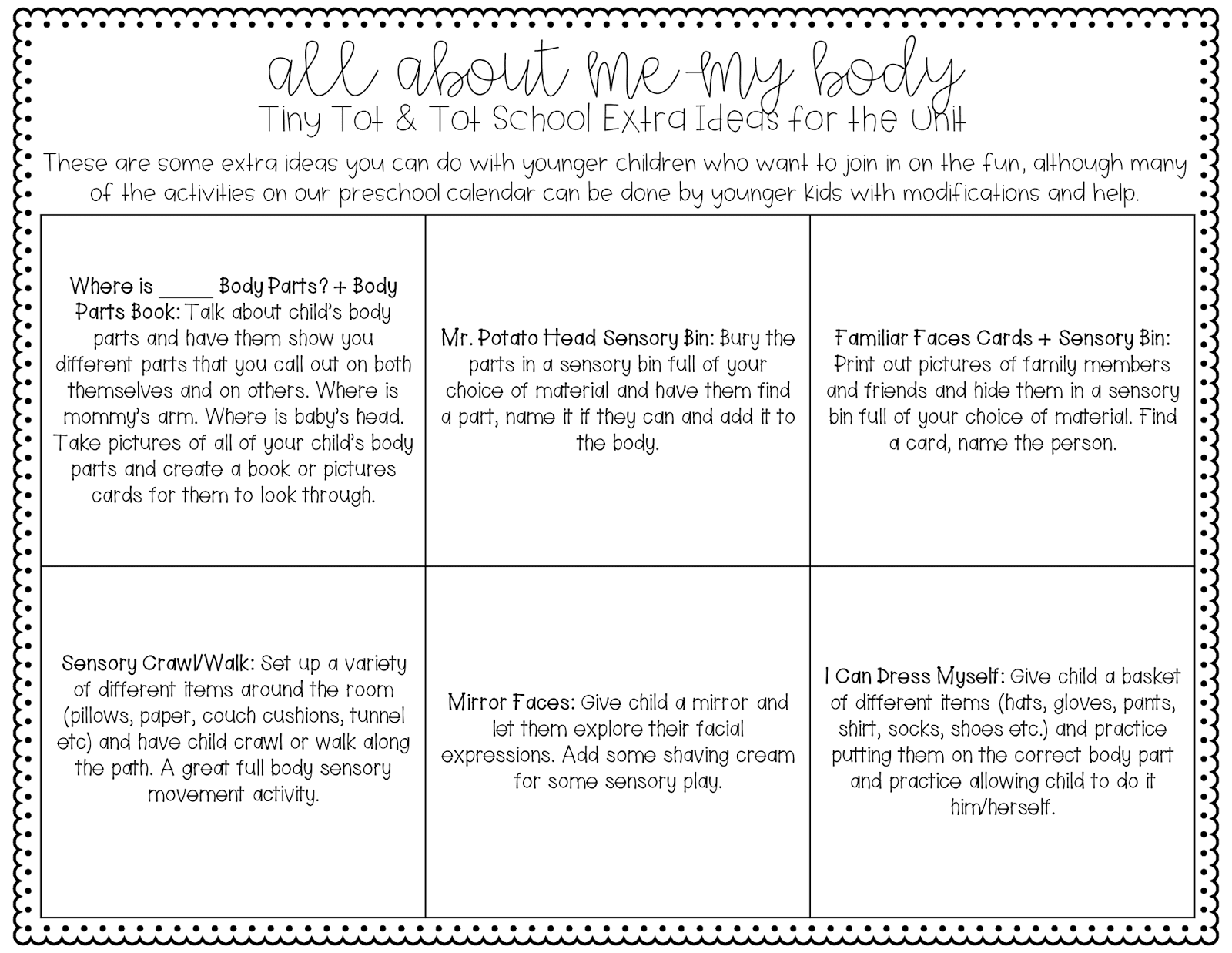 All About Me + My Body Plans & Resources | Lets Play.Learn.Grow