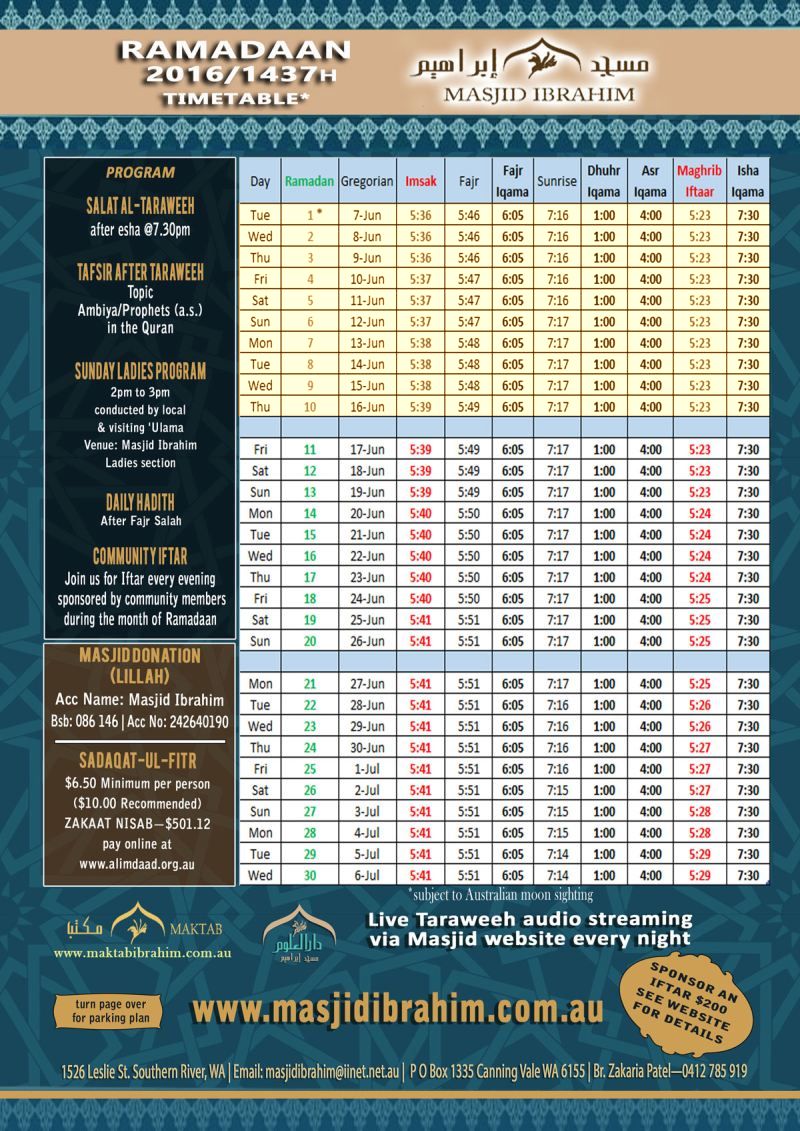 umiyumi2 : our life in perth, WA: Ramadhan timetable dan Terawih di ...