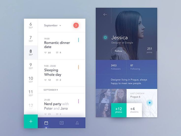 Calendar and Profile UI Design Inspiration - Re: Material Design
