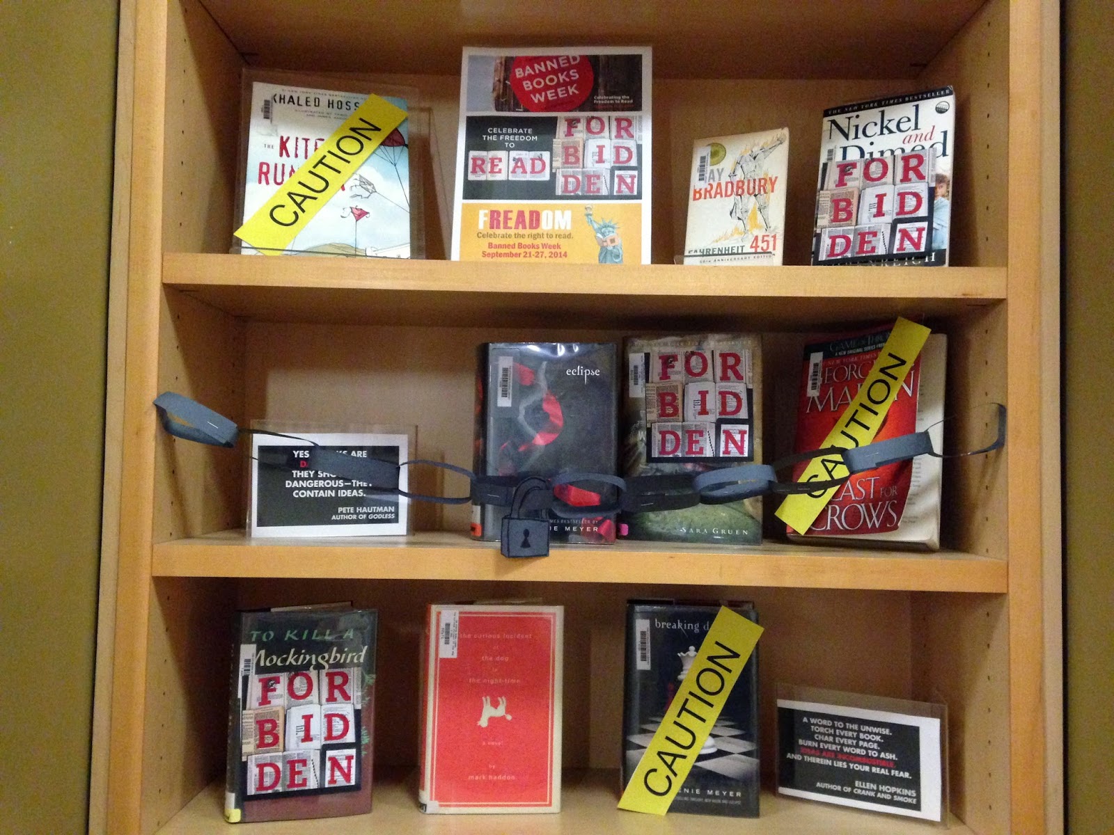 Librarian on Display: September: Banned Books Week (Display 3) Banned Books