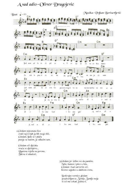 NOTE | DOMACE I STRANE: A SAD ADIO OLIVER NOTE AKORDI TEKST