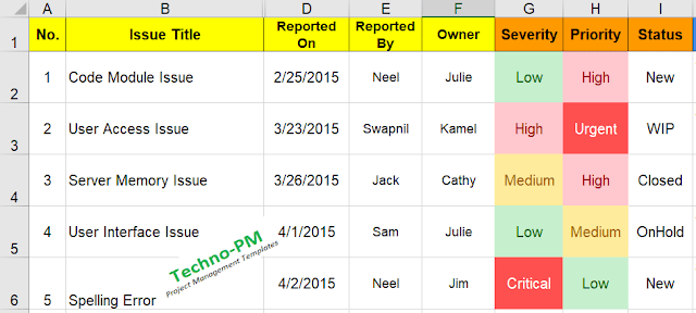 What is an Issue Log? Download Excel Log - Free Project Management ...
