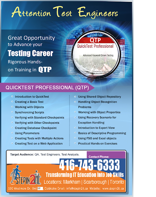 STEPIN2IT: QTP TRAINING COURSE TORONTO