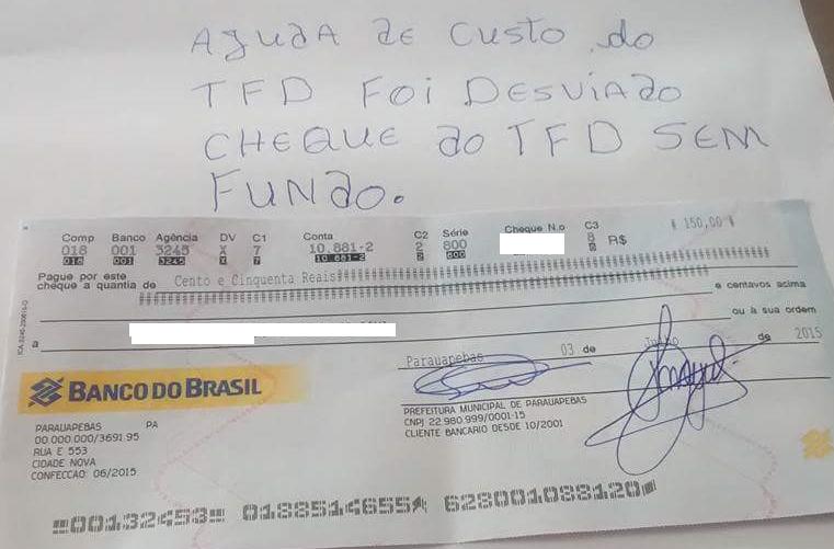 Sol do Carajás: Parauapebas: cheque de R$ 150,00 - Banco do Brasil ...