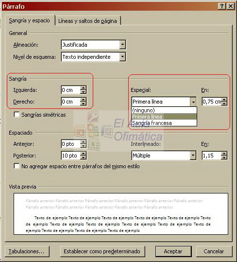 El Aula Ofimática: Cómo establecer sangrías en Word 2010