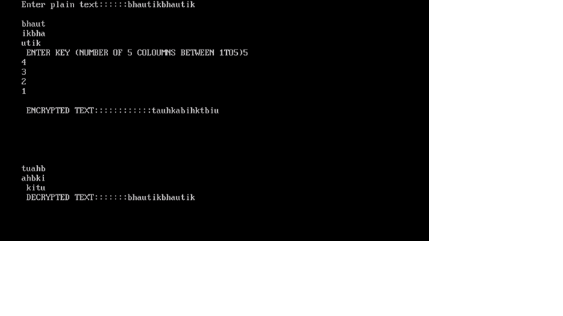 To Implement Columnar Transposition Cipher Encryption Decryption In C With Output Image