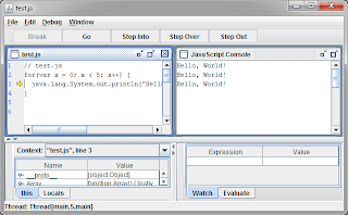 JavaScript: debugging with embedded Rhino