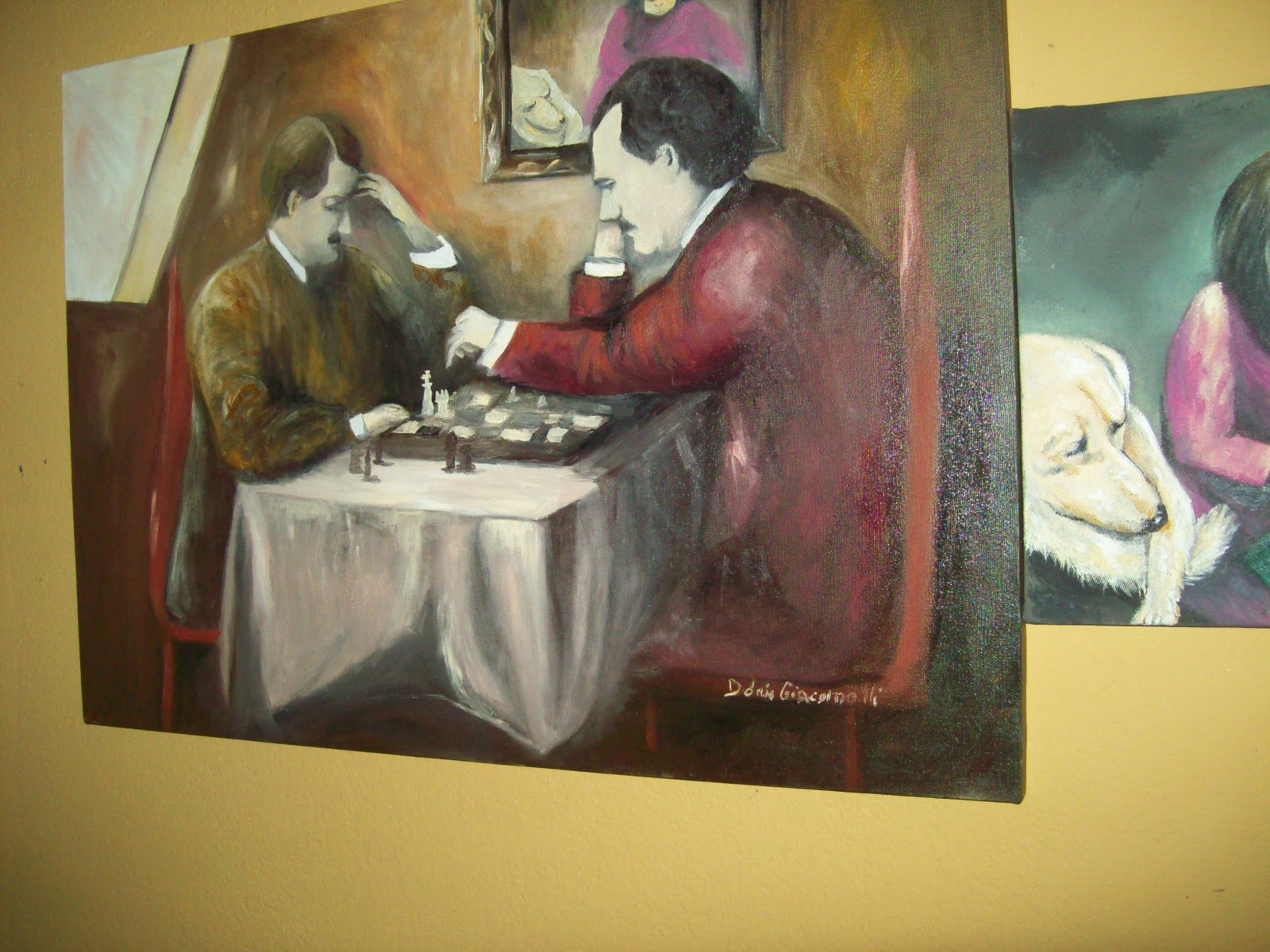 TELAS A ÓLEO: Hitler e Lenin jogando xadrez- HITLER E LÊNIN PLAYING CHESS