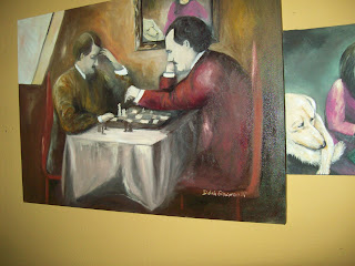 TELAS A ÓLEO: Hitler and Lenin playing chess