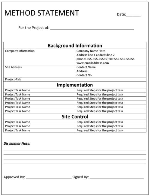 Free 9 Method Statement Templates In Pdf Ms Word
