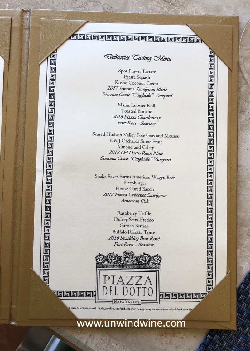 UnwindWine: Del Dotto Piazza DELICACIES Food and Wine Experience