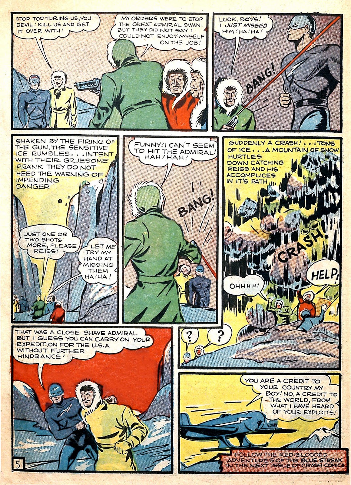 Four-Color Shadows: The Blue Streak-Crash Comics-1940