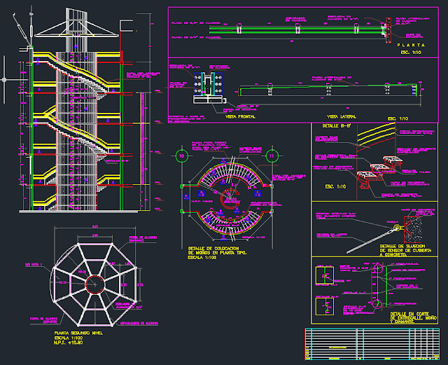 DISEÑO DE ESCALERA CIRCULAR |DWG|
