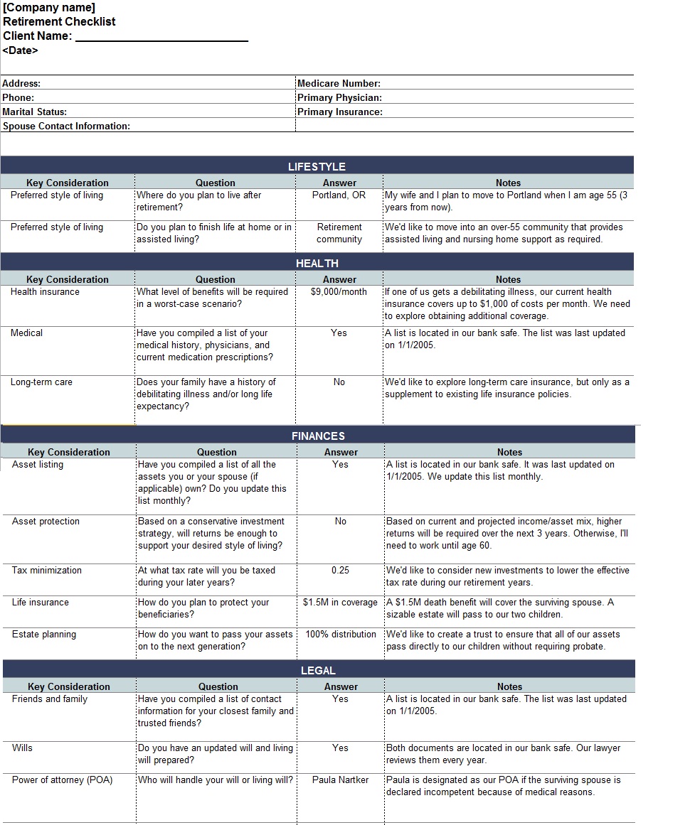 Retirement Planning Guide Checklist Early Retirement