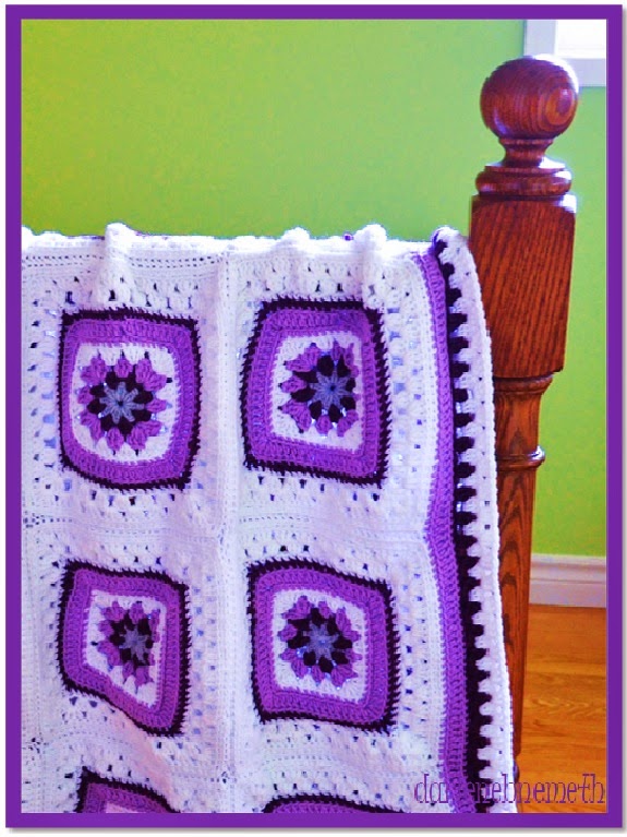 Let It Shine: Purple and White Granny Square Blanket