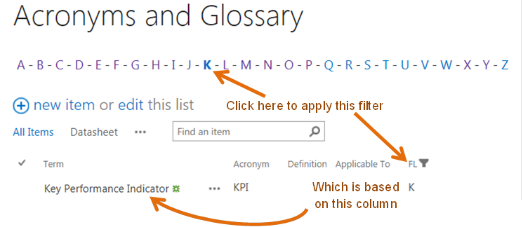 Creating an a-z (alphabetical) filter on the top of a list - Microsoft Q&A