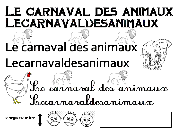 Maternelle: Le carnaval des animaux, reconstitution du titre et jeux ...