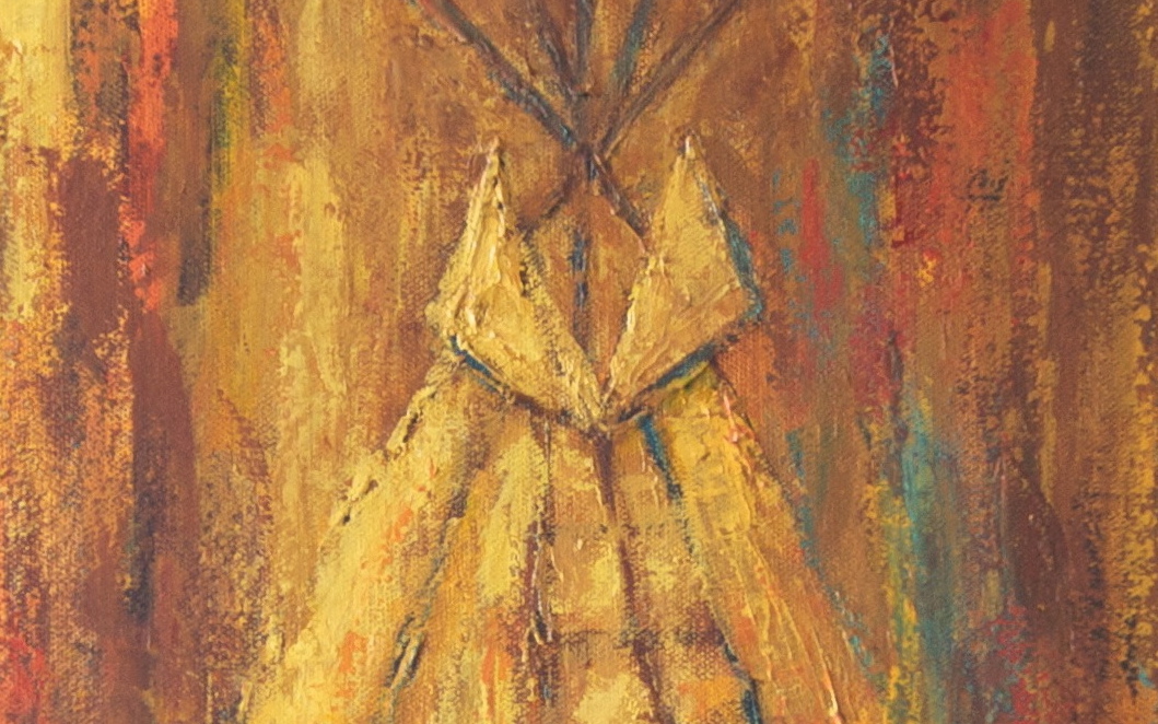 Colorful Contemporary Western Art, Three Tipis by Theresa Paden